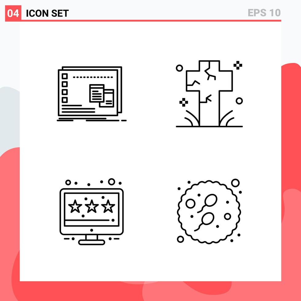 Collection Of 4 Vector Icons In Line Style Modern Outline Symbols For Web And Mobile Line Icon