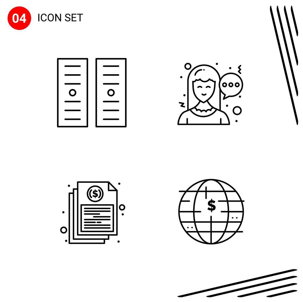 Collection of 4 Vector Icons in Line style Pixle Perfect Outline ...