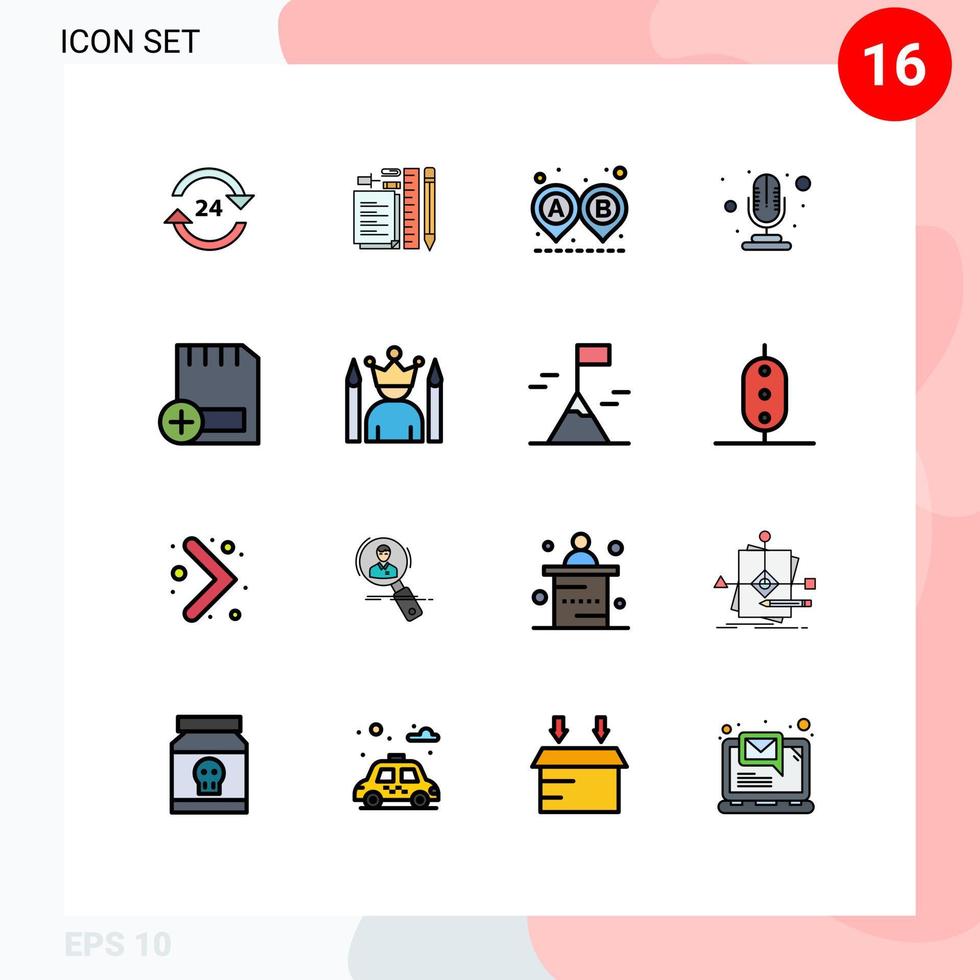 Editable Vector Line Pack of 16 Simple Flat Color Filled Lines of ...