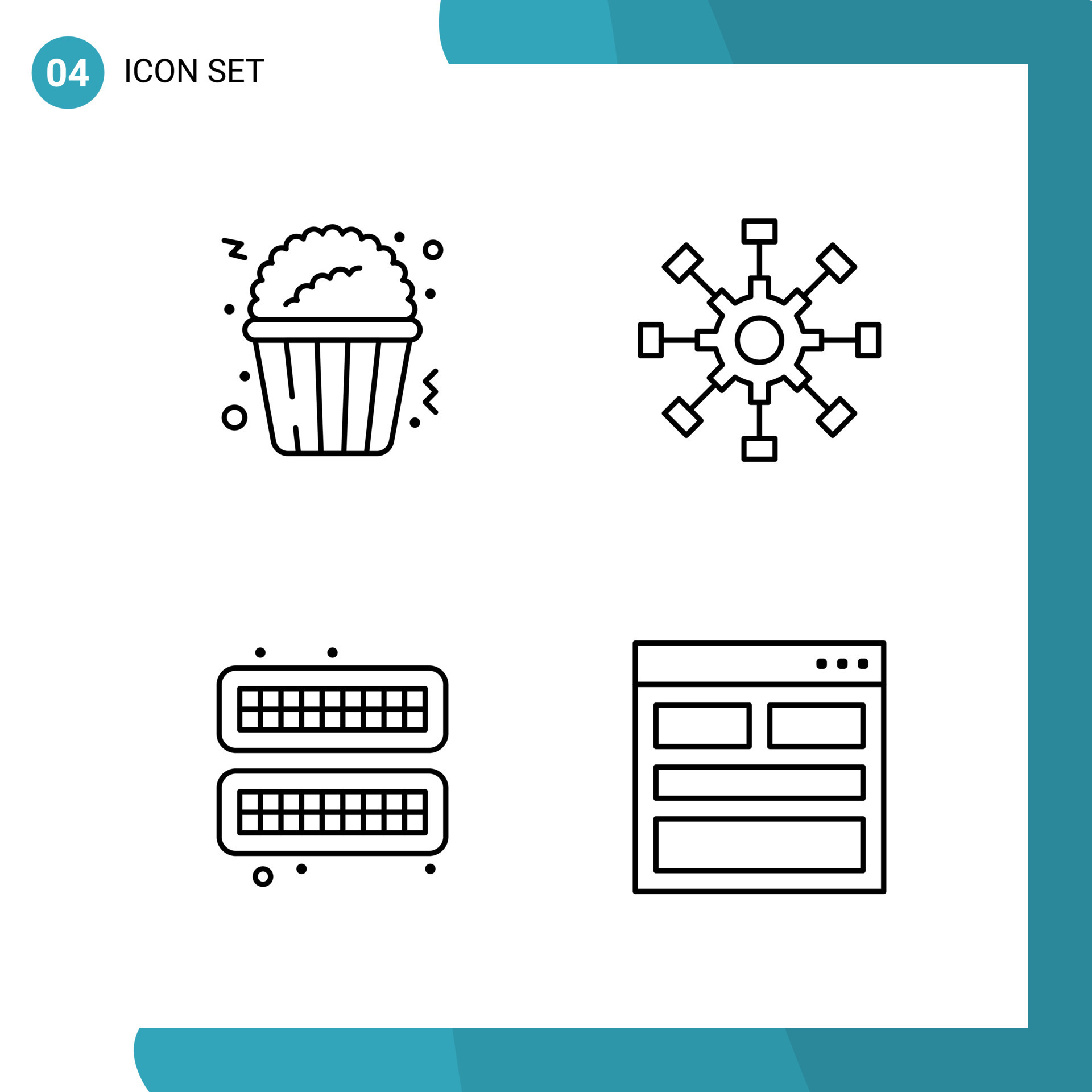 Vector Pack of 4 Outline Symbols Line Style Icon Set on White ...