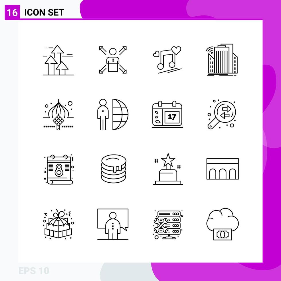 Line Icon Set Pack Of 16 Outline Icons Isolated On White Background For Web Print And Mobile