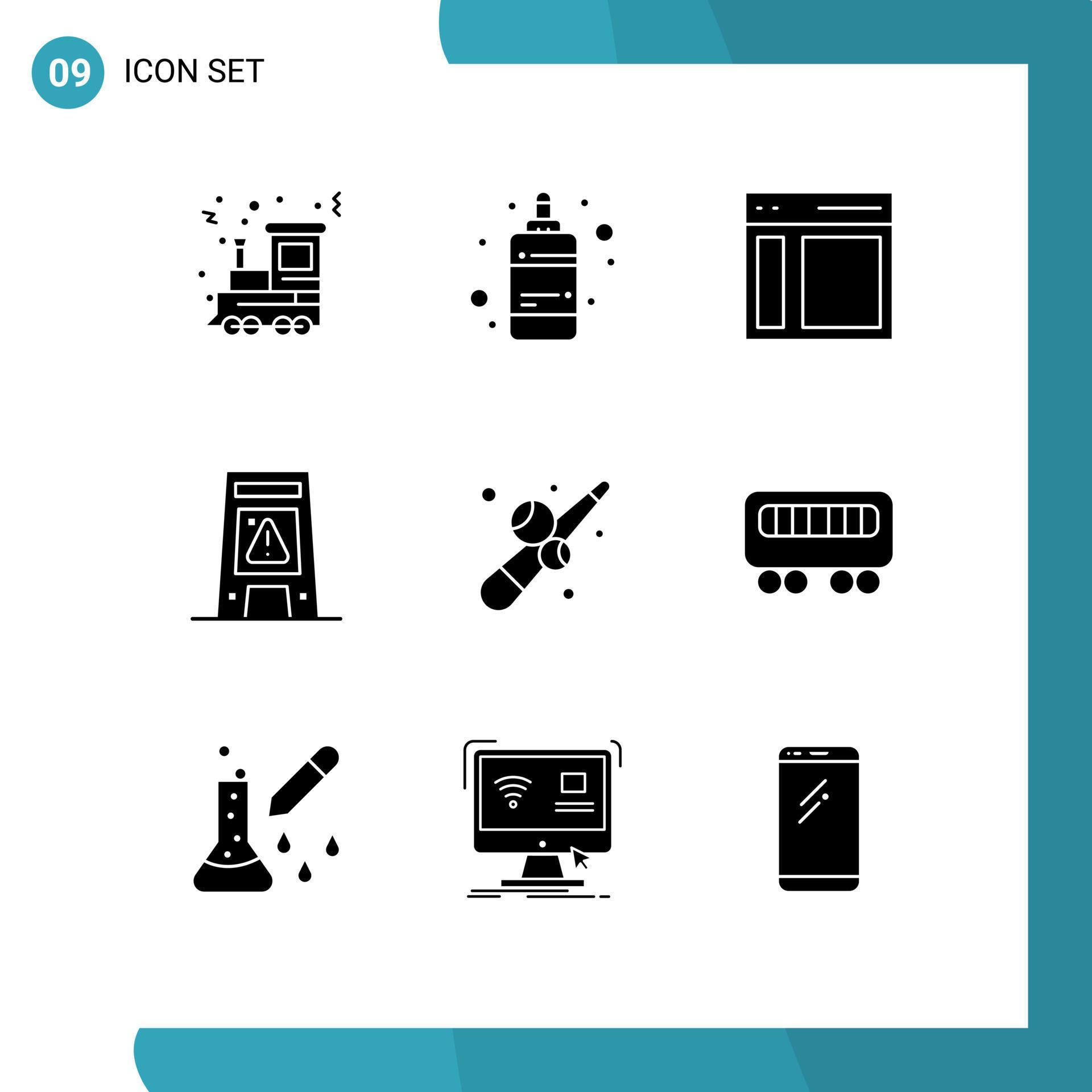 Stock Vector Icon Pack Of 9 Line Signs And Symbols For Wet Signaling Communication Signal User