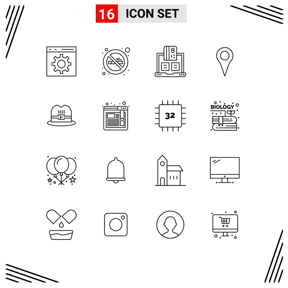 User Interface Pack of 16 Basic Outlines of cap pin cash map geo ... User Interface Pack of 16 Basic Outlines of cap pin cash map geo ...