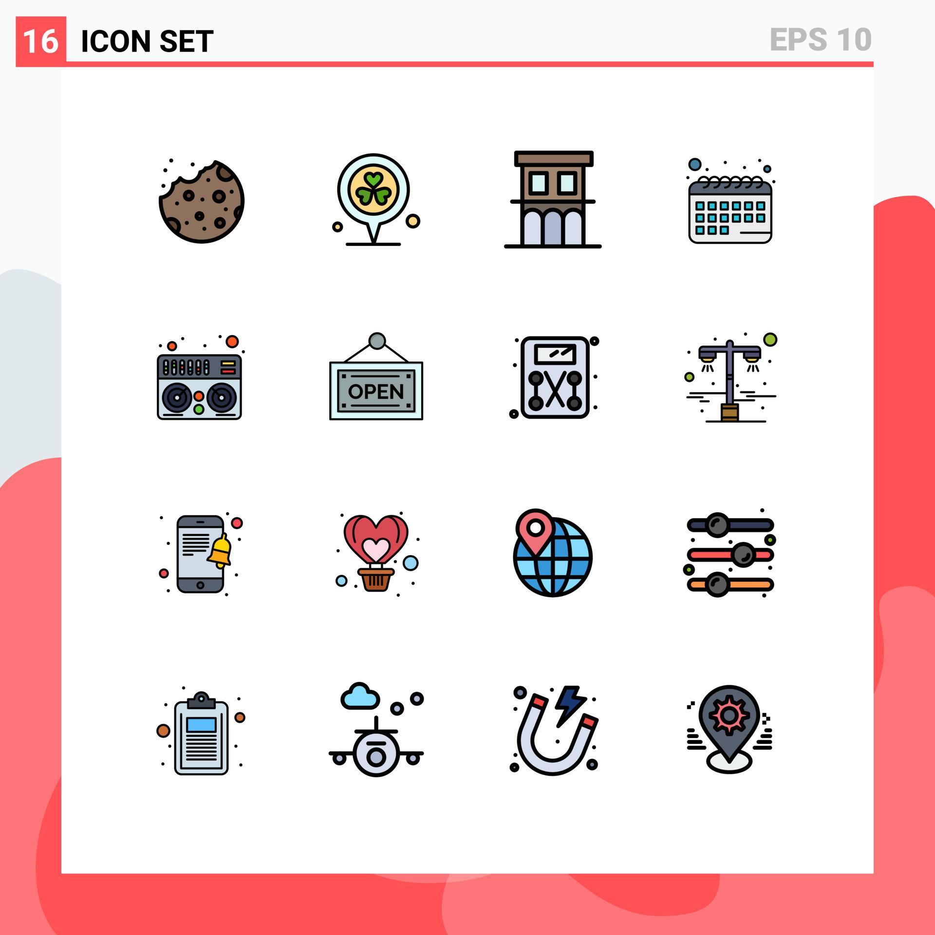 Set Of 16 Vector Flat Color Filled Lines On Grid For Mixer Schedule Architecture Calendar