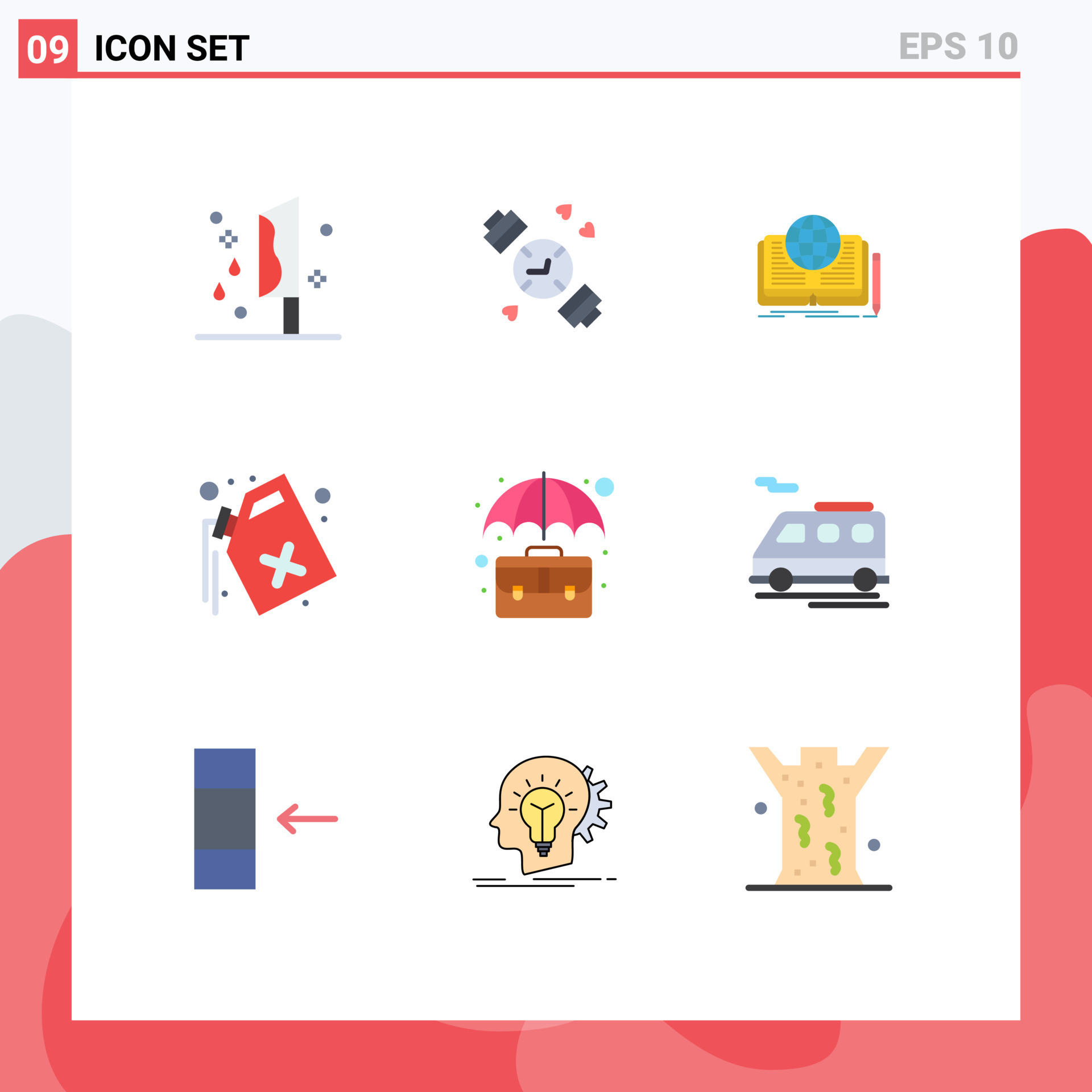 Set Of 9 Vector Flat Colors On Grid For Bag Pollution Writing Gas Theory Editable Vector Design