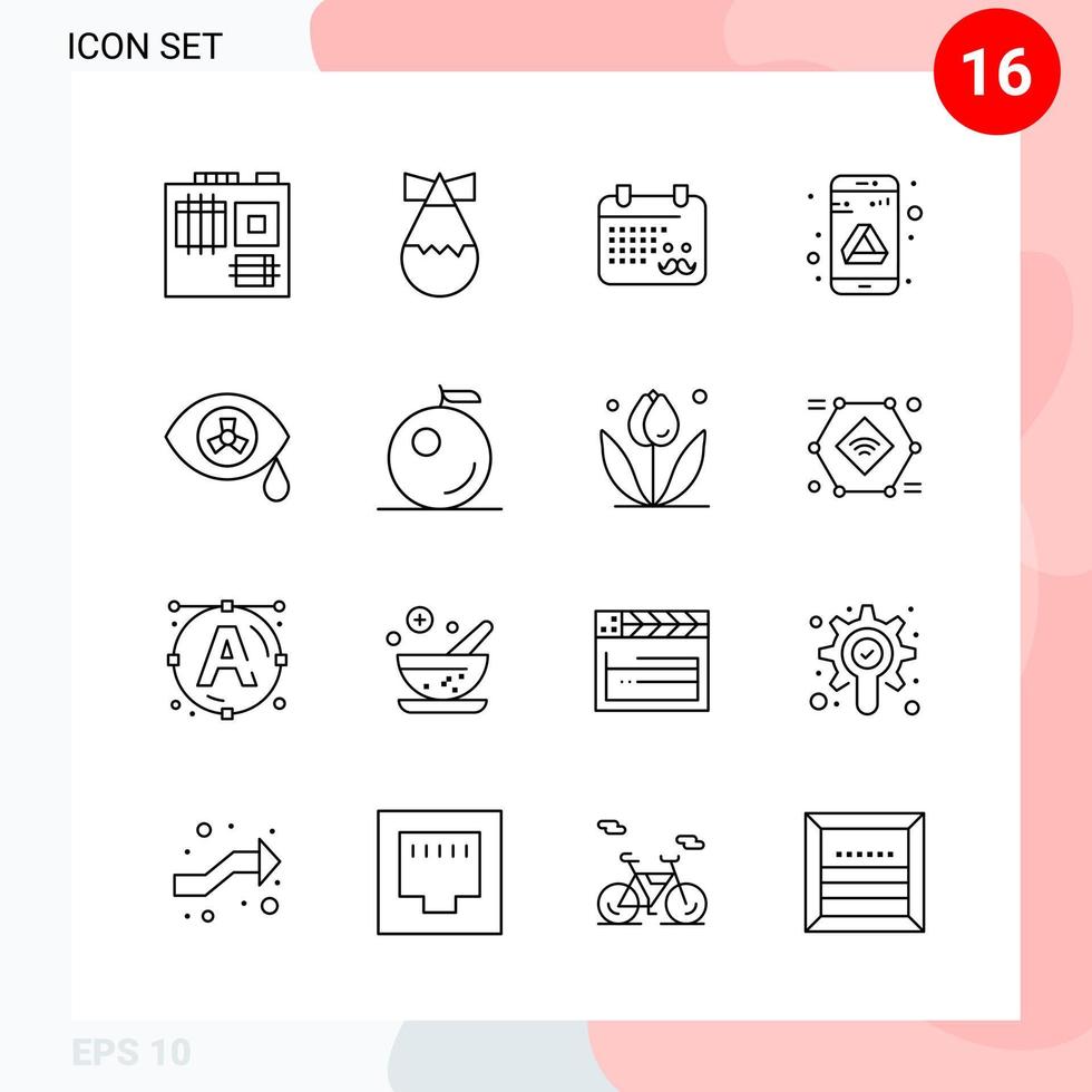 Vector Pack of 16 Icons in Line Style Creative Outline Pack isolated on ...