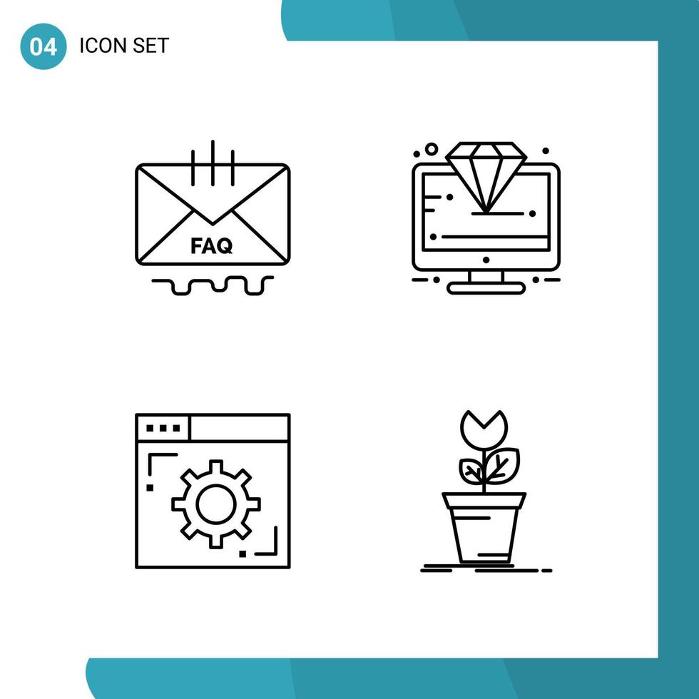 Vector Pack of 4 Outline Symbols Line Style Icon Set on White ...