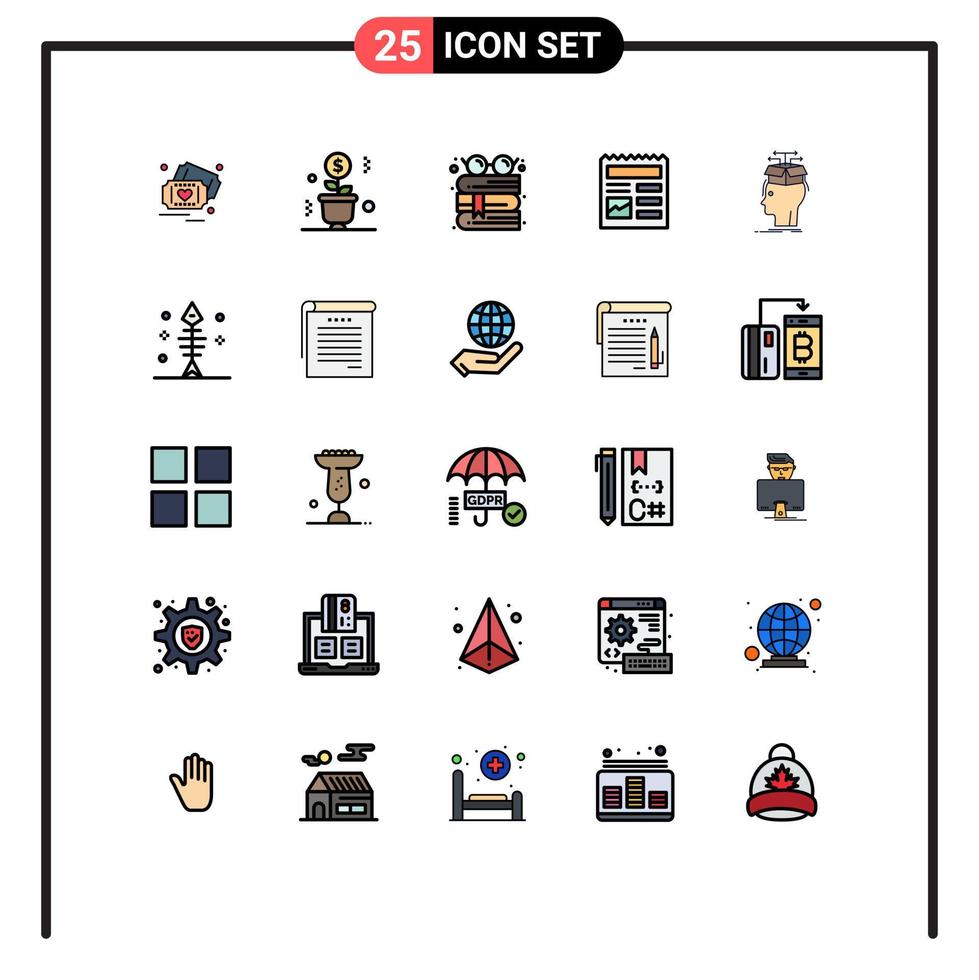 Stock Vector Icon Pack of 25 Line Signs and Symbols for data ui success ...