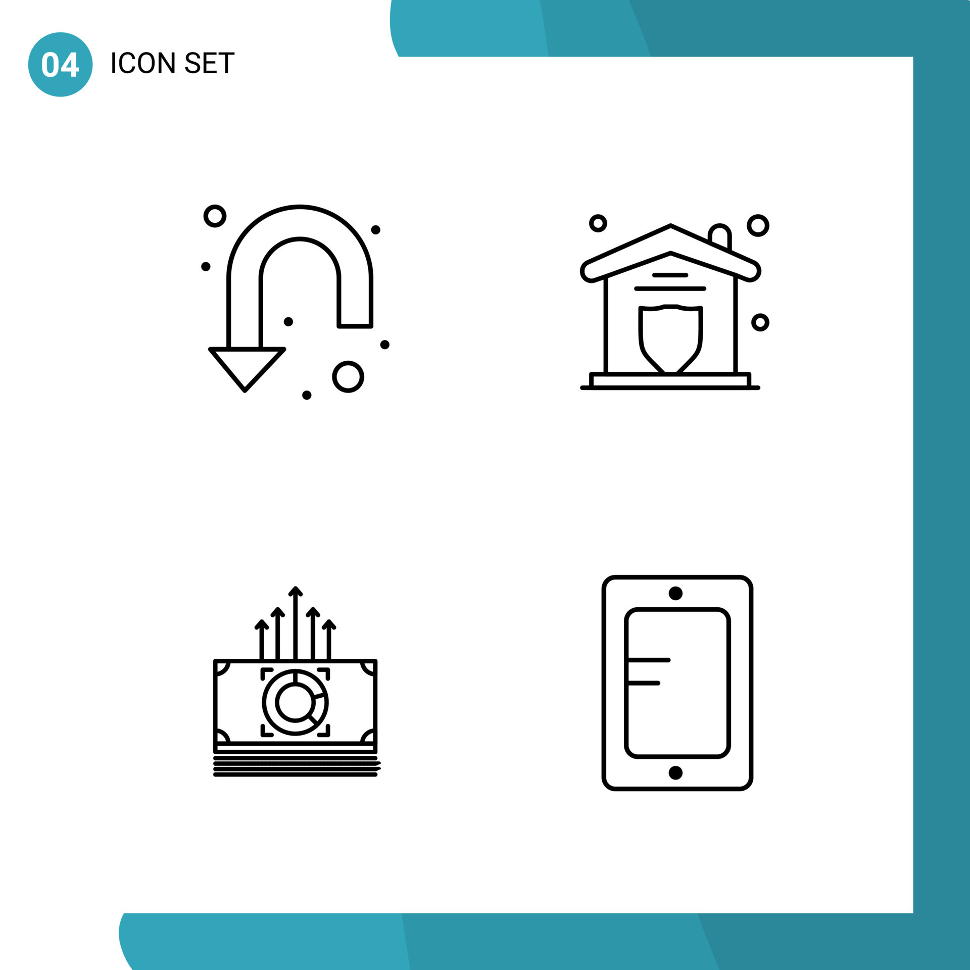 Vector Pack Of 4 Outline Symbols Line Style Icon Set On White