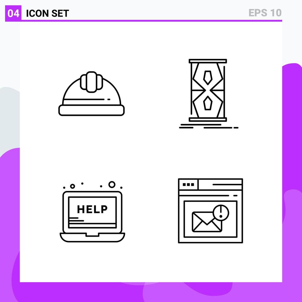 Set of 4 icons in Line style Creative Outline Symbols for Website ...
