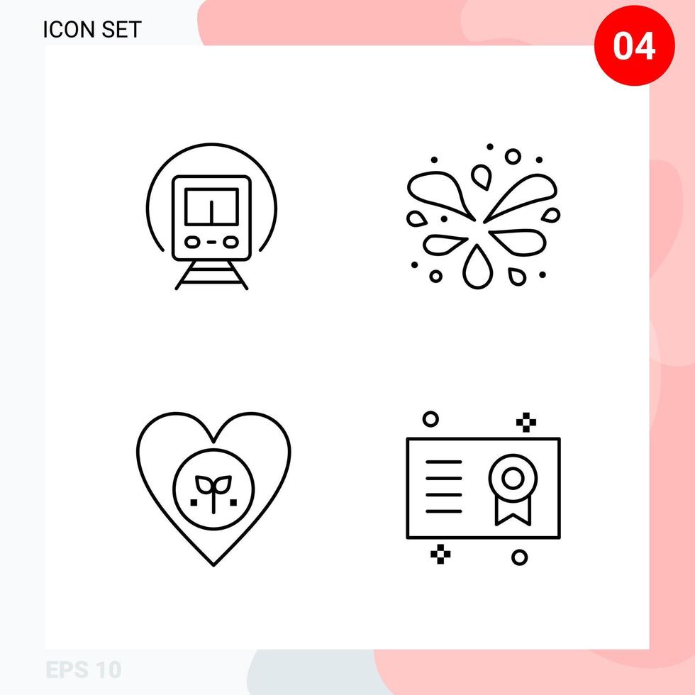 Vector Pack of 4 Icons in Line Style Creative Outline Pack isolated on ...