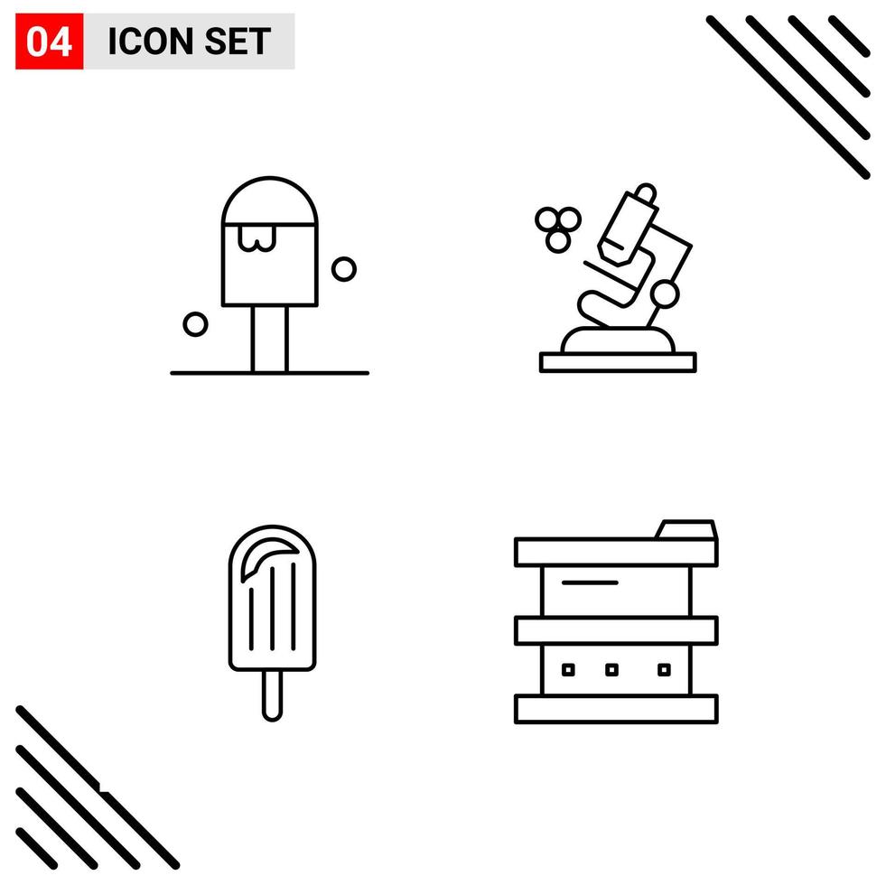 Pixle Perfect Set Of 4 Line Icons Outline Icon Set For Webite Designing And Mobile Applications