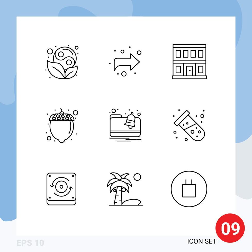 User Interface Pack Of 9 Basic Outlines Of Science Folder Door Alert Hazelnut Editable Vector