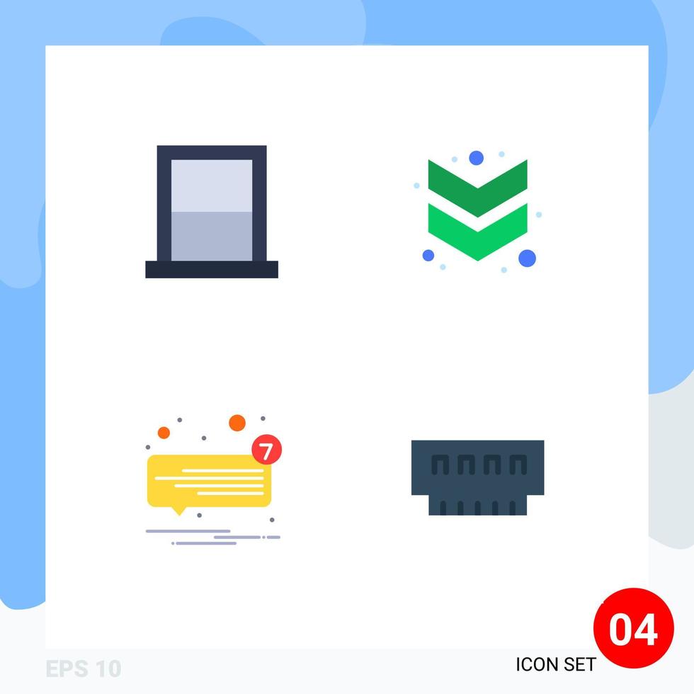 Mobile Interface Flat Icon Set of 4 Pictograms of appliances message ...