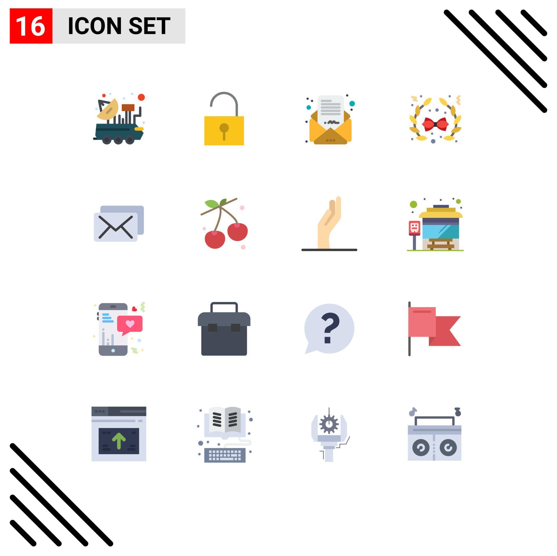 16 Thematic Vector Flat Colors And Editable Symbols Of Message Business