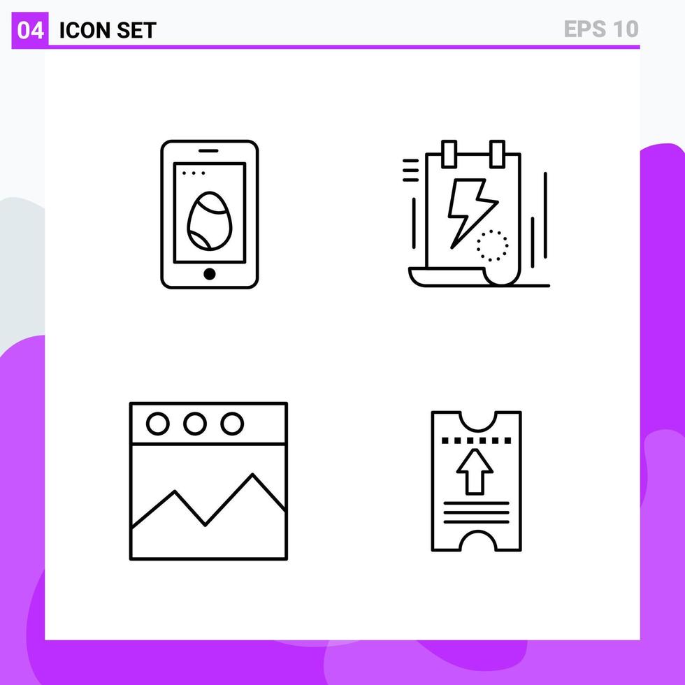Set of 4 icons in Line style Creative Outline Symbols for Website ...