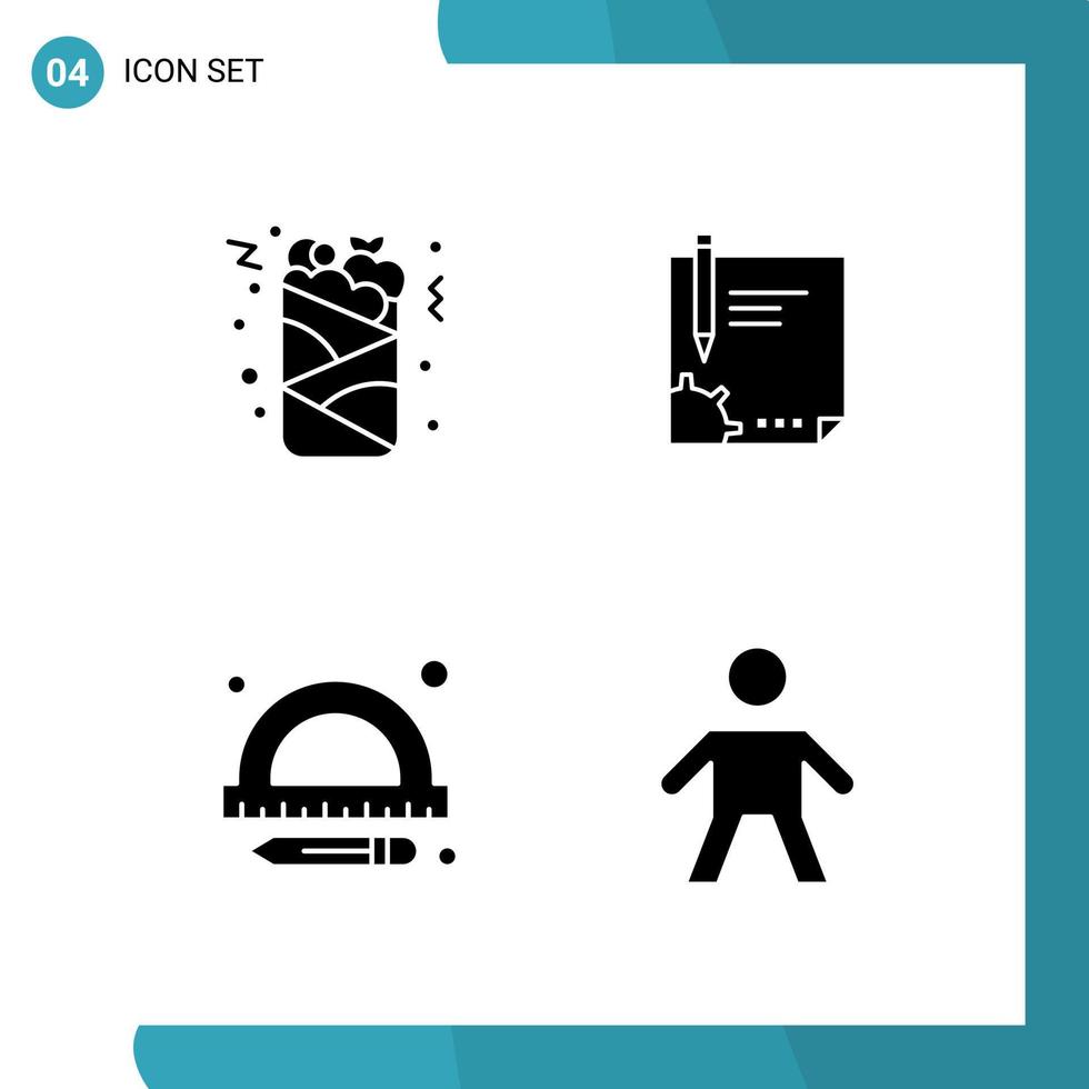 Vector Pack of 4 Glyph Symbols Solid Style Icon Set on White Background ...