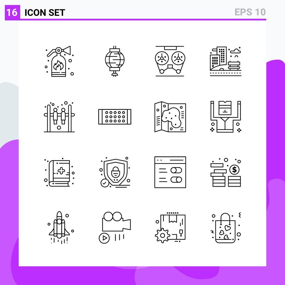 Set of 16 icons in Line style Creative Outline Symbols for Website ...