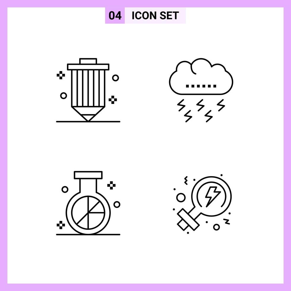 4 Icons in Line Style Outline Symbols on White Background Creative ...
