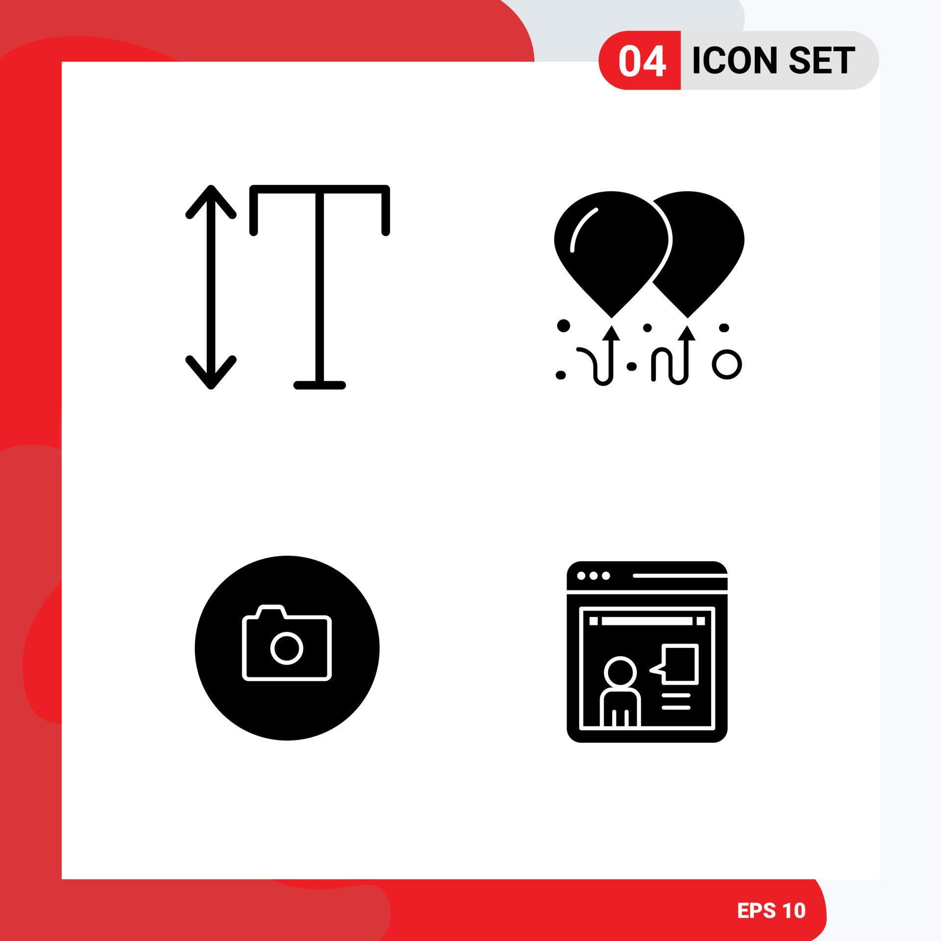 Thematic Vector Solid Glyphs And Editable Symbols Of Font Ui Balloon Camera Online Editable