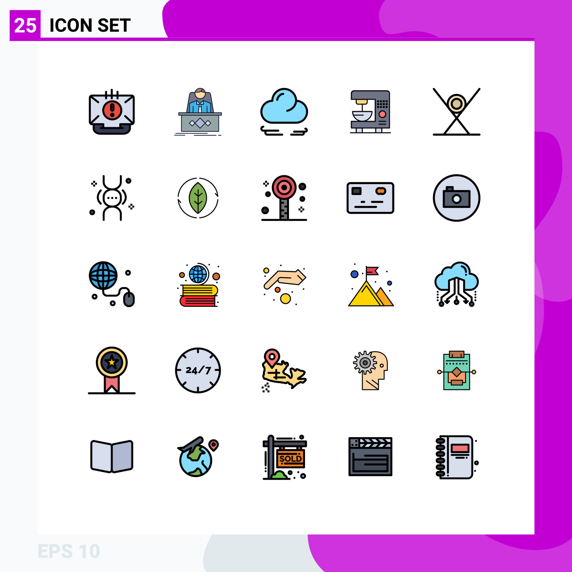 User Interface Pack Of 25 Basic Filled Line Flat Colors Of Drink Home
