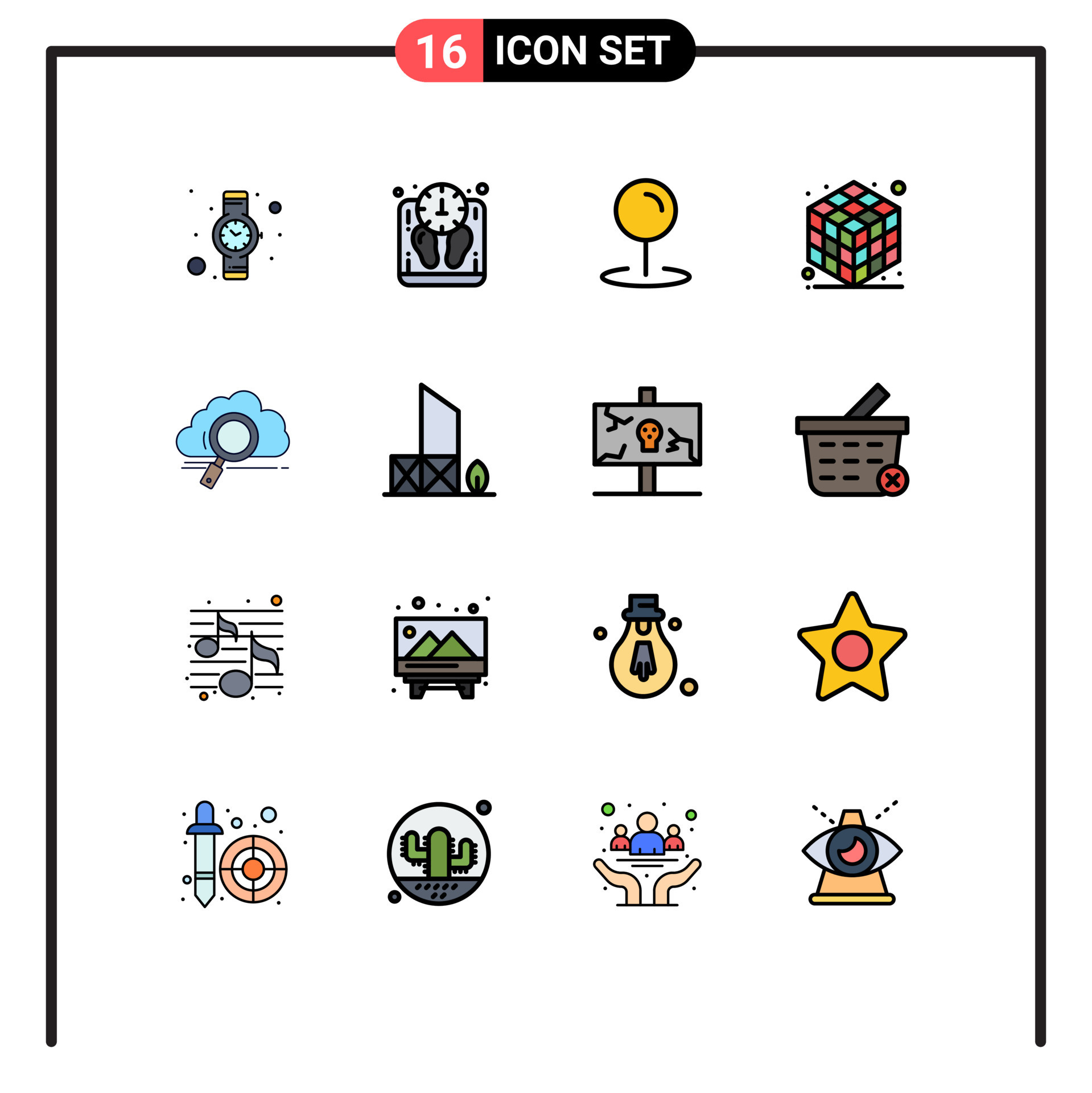 Stock Vector Icon Pack Of 16 Line Signs And Symbols For Computing