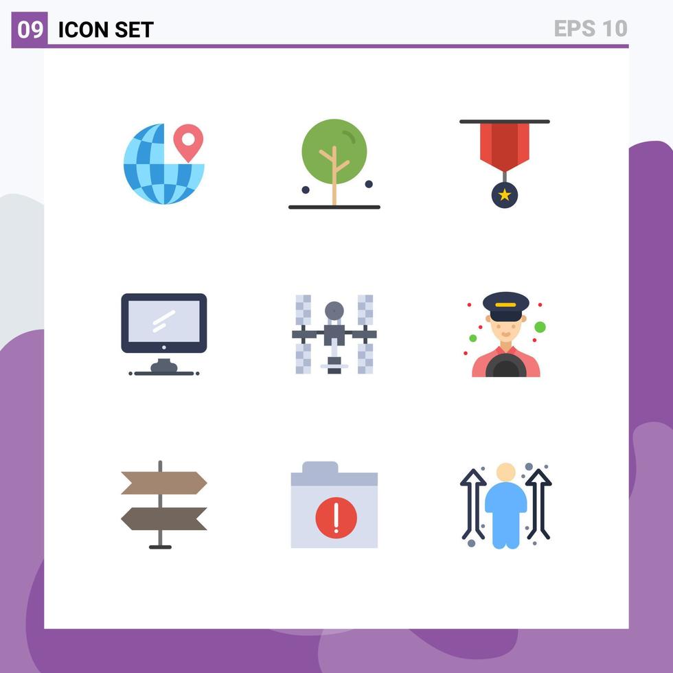 Universal Icon Symbols Group Of 9 Modern Flat Colors Of Complex Imac Decoration Device Computer