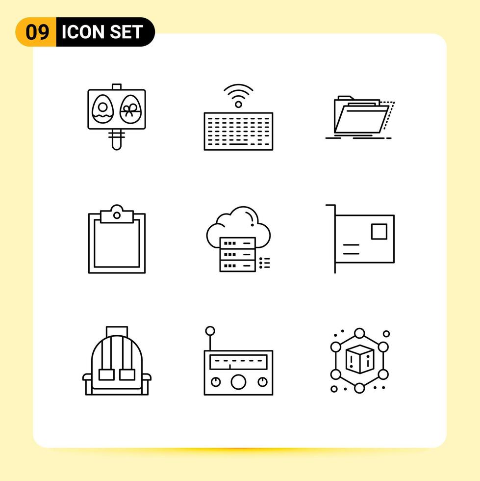 9 Universal Outline Signs Symbols of online task archive clipboard ...