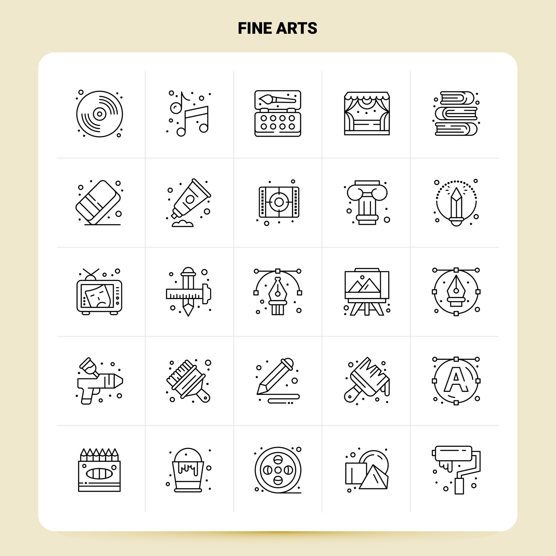 Outline 25 Fine Arts Icon Set Vector Line Style Design Black Icons Set Linear Pictogram Pack Web