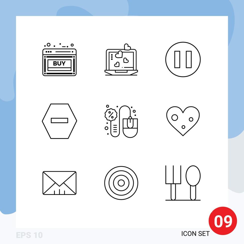 9 Universal Outlines Set For Web And Mobile Applications Mouse Computer Wedding Mouse Denied