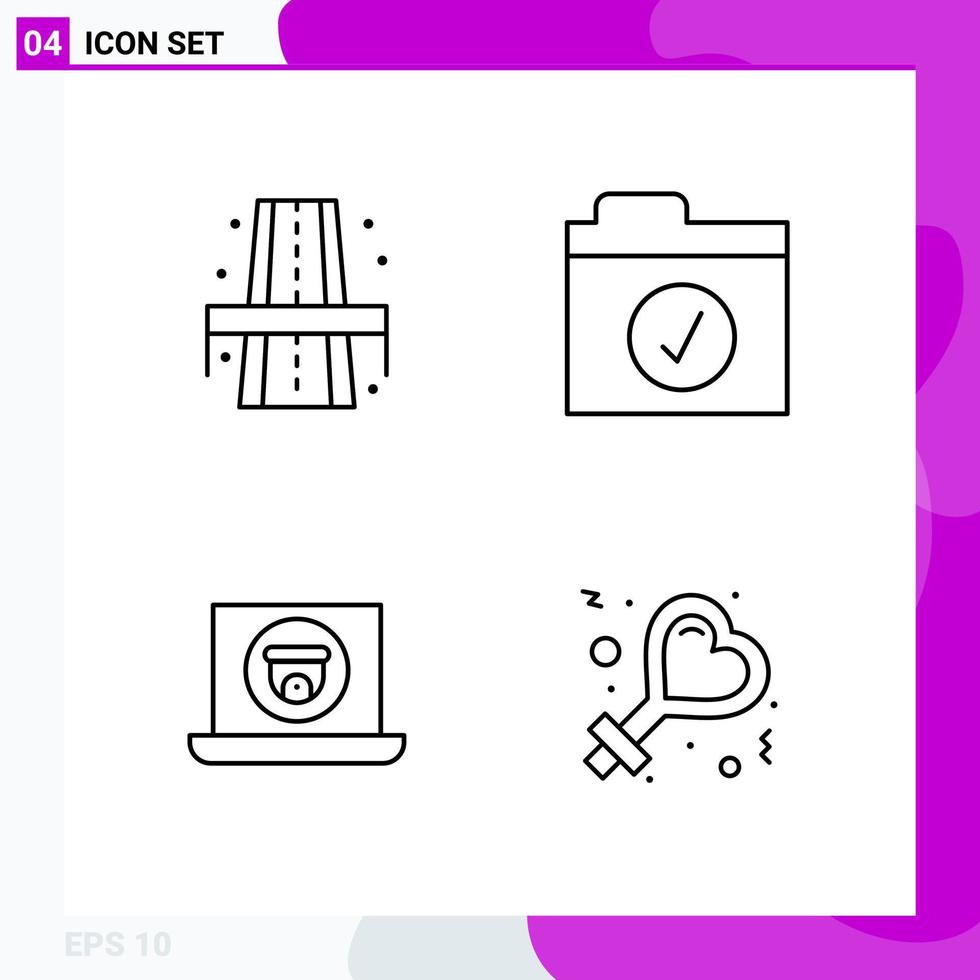 Line Icon set Pack of 4 Outline Icons isolated on White Background for ...