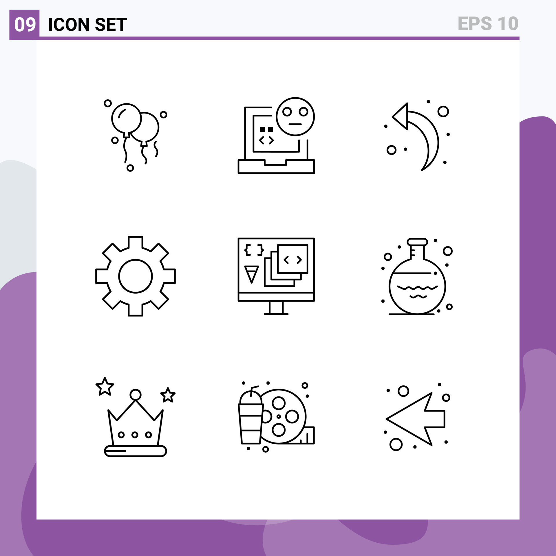 9 Creative Icons Modern Signs and Symbols of programming develop back ...