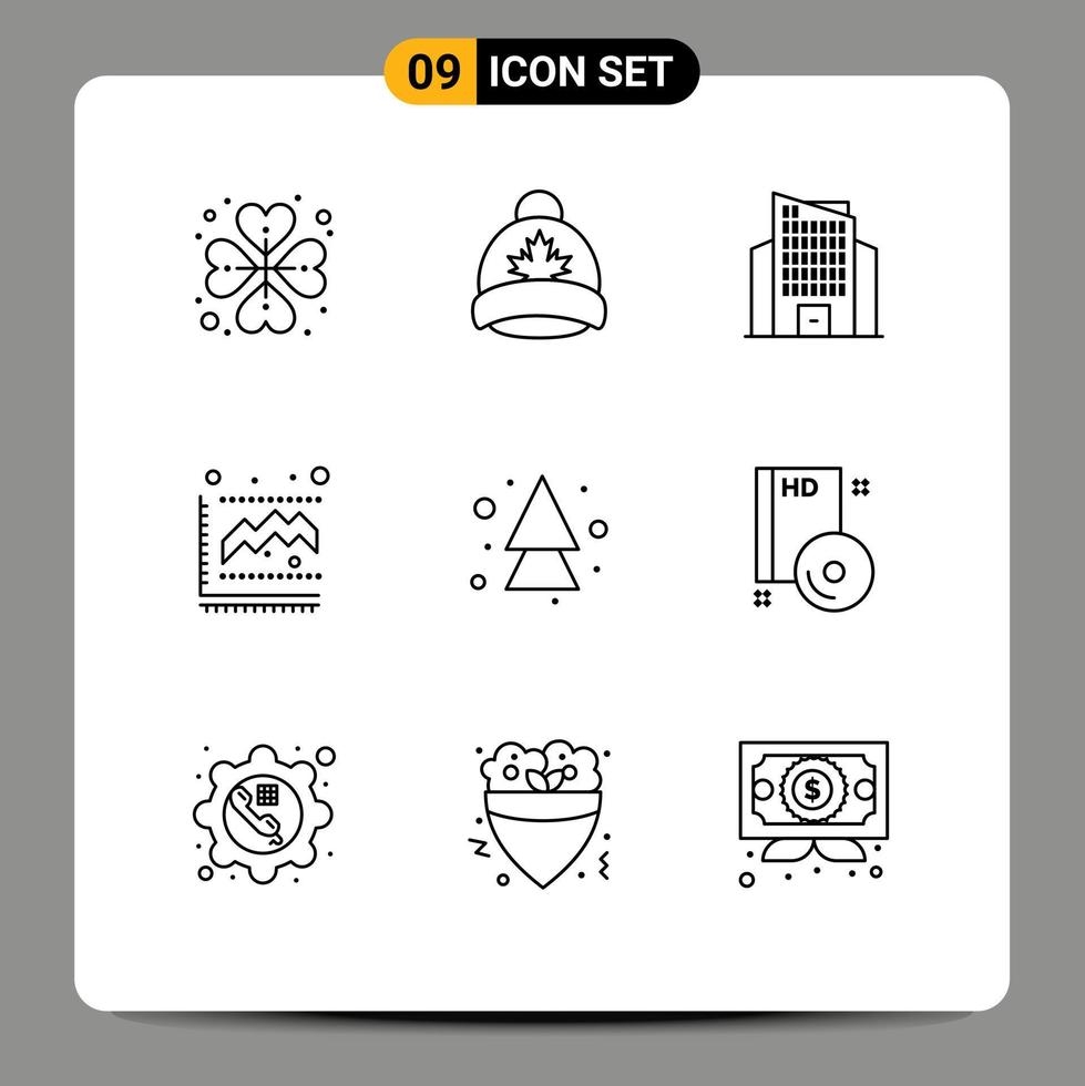 User Interface Pack Of 9 Basic Outlines Of Up Arrow Building Statistics Graph Editable Vector