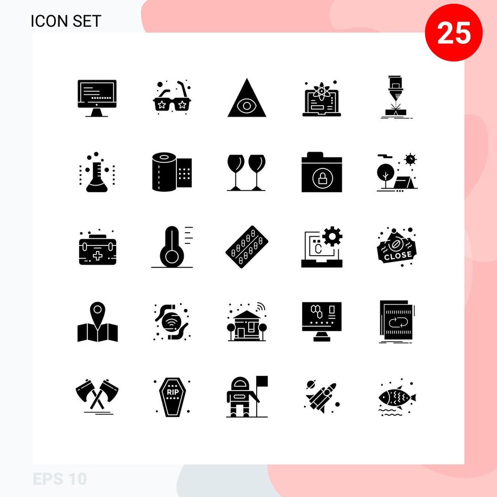 25 Thematic Vector Solid Glyphs and Editable Symbols of laser engineering god cutting learn ...