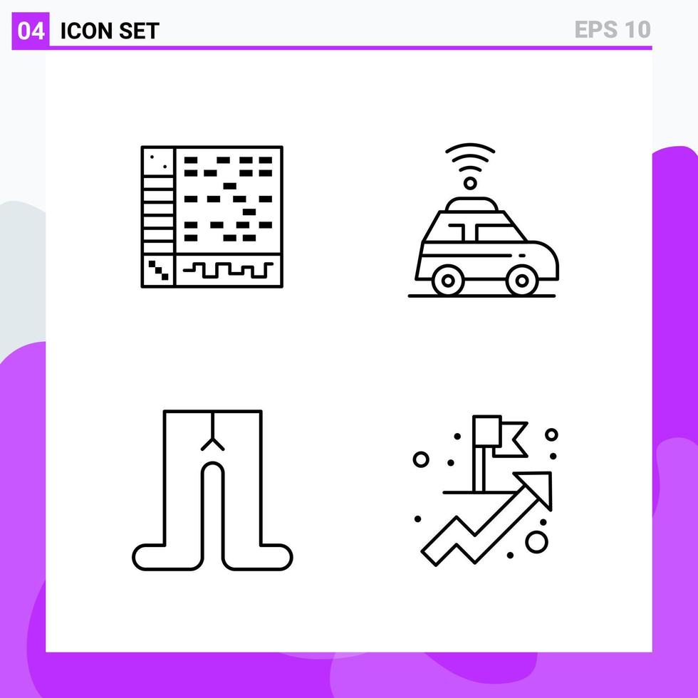 Set of 4 icons in Line style Creative Outline Symbols for Website ...