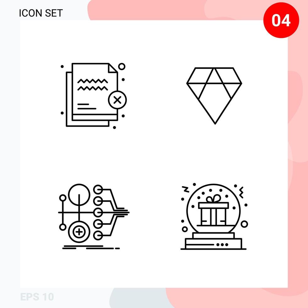 Vector Pack of 4 Icons in Line Style Creative Outline Pack isolated on ...
