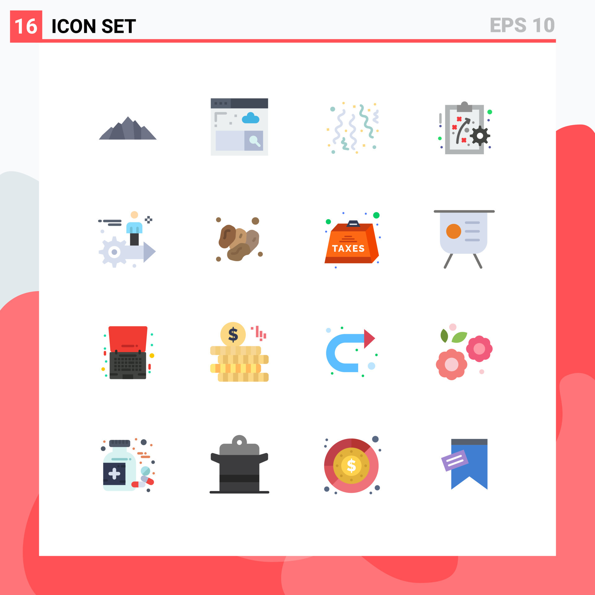 16 Universal Flat Colors Set For Web And Mobile Applications Arrow