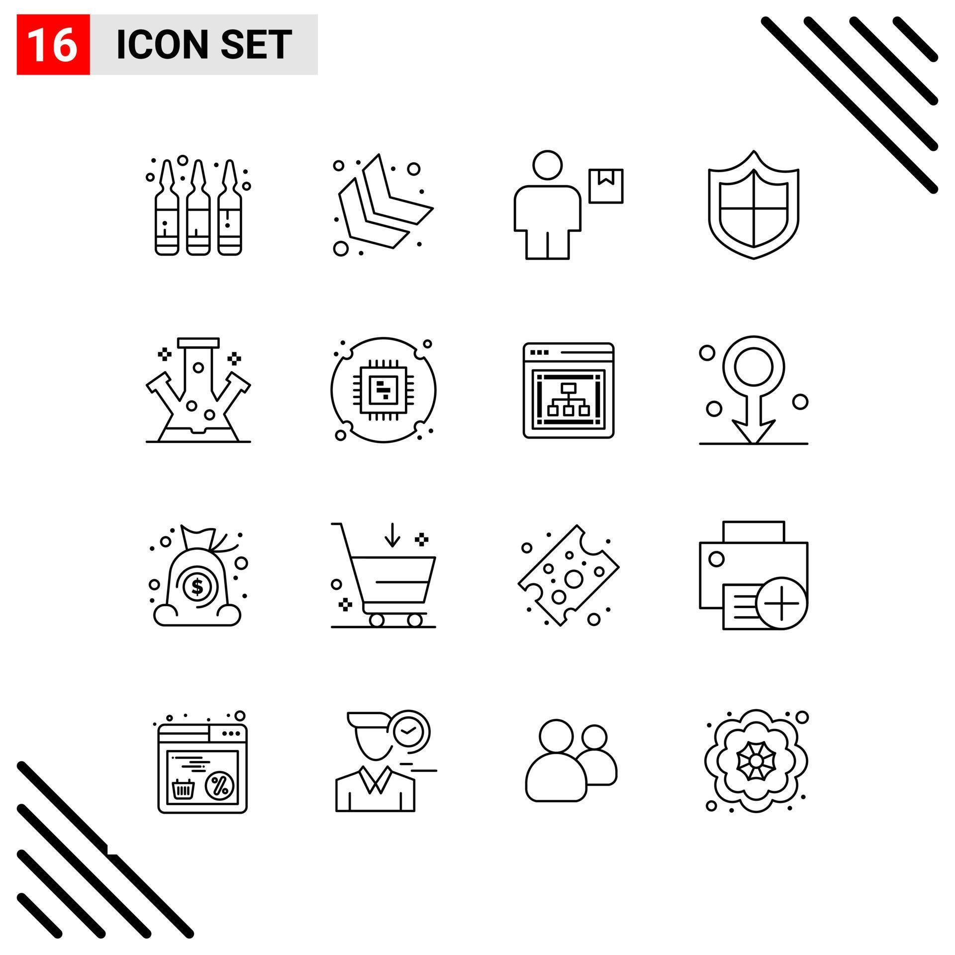 Pixle Perfect Set Of 16 Line Icons Outline Icon Set For Webite Designing And Mobile Applications