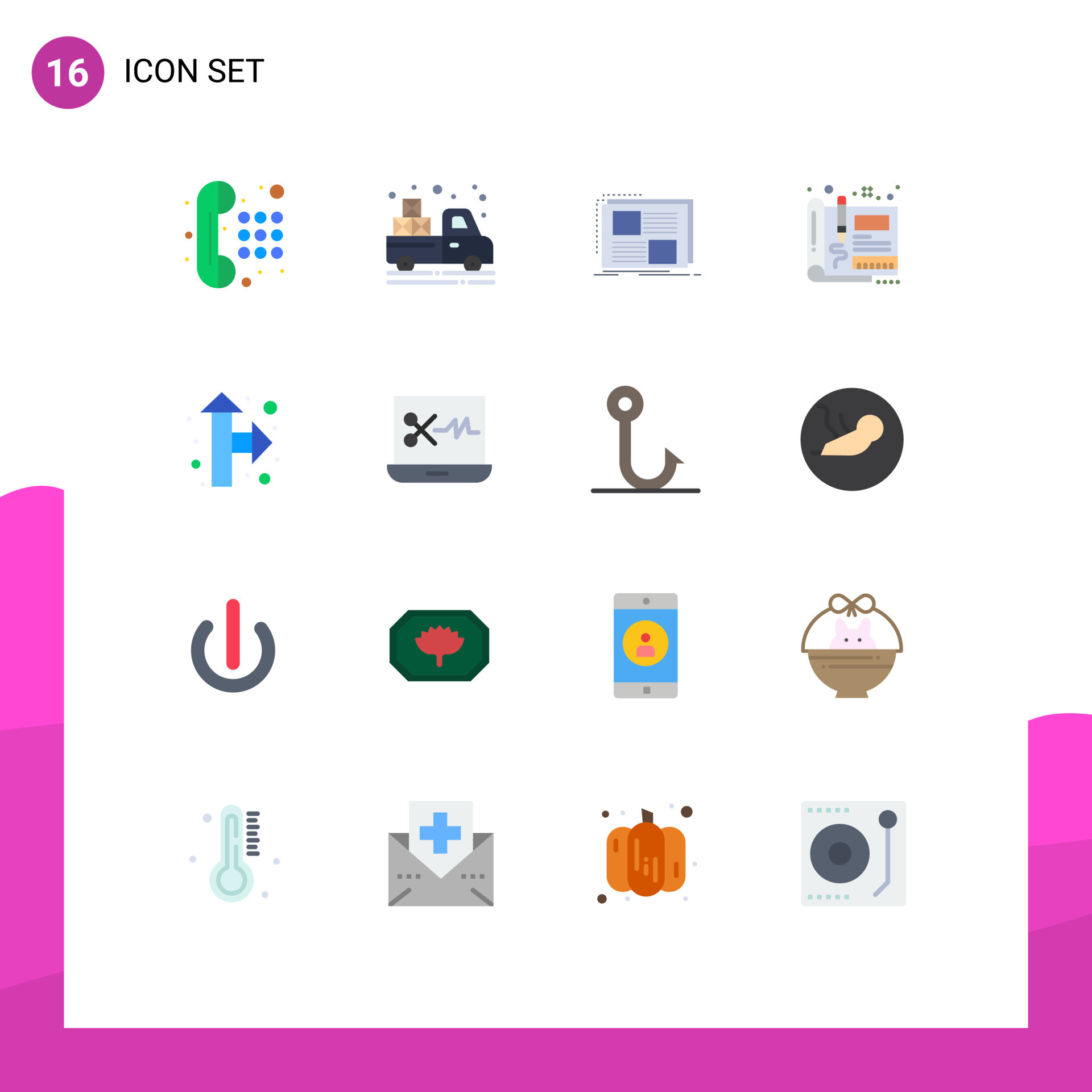 Set Of 16 Vector Flat Colors On Grid For Design Engineering Content Design Text Editable Pack Of