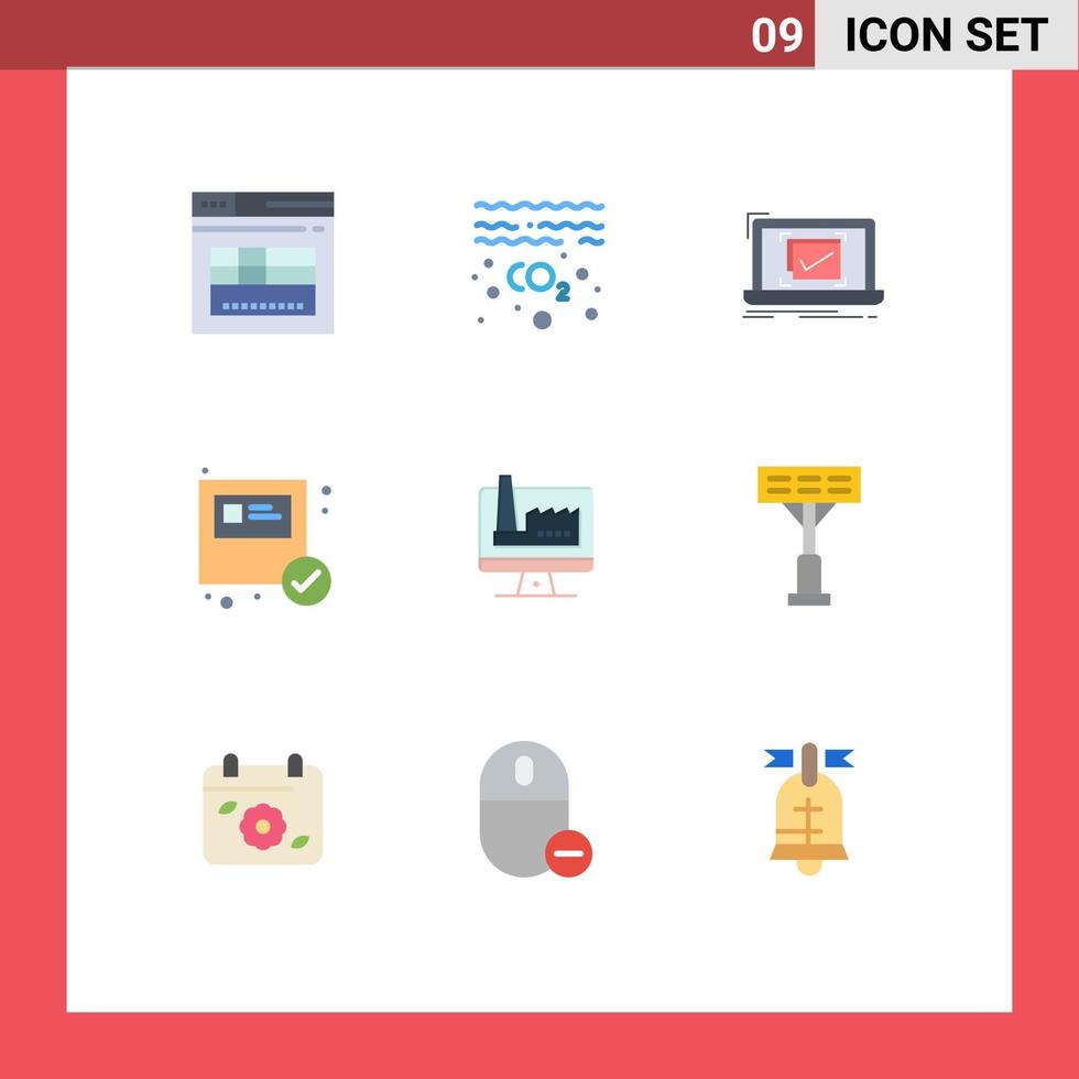 User Interface Pack Of 9 Basic Flat Colors Of Computer Package System Ecommerce Ok Editable