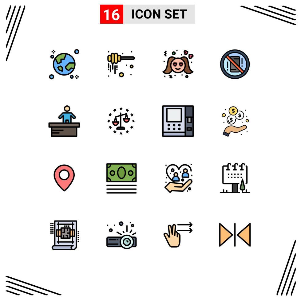 Set Of 16 Vector Flat Color Filled Lines On Grid For Phone Mobile Nectar Distractions Woman