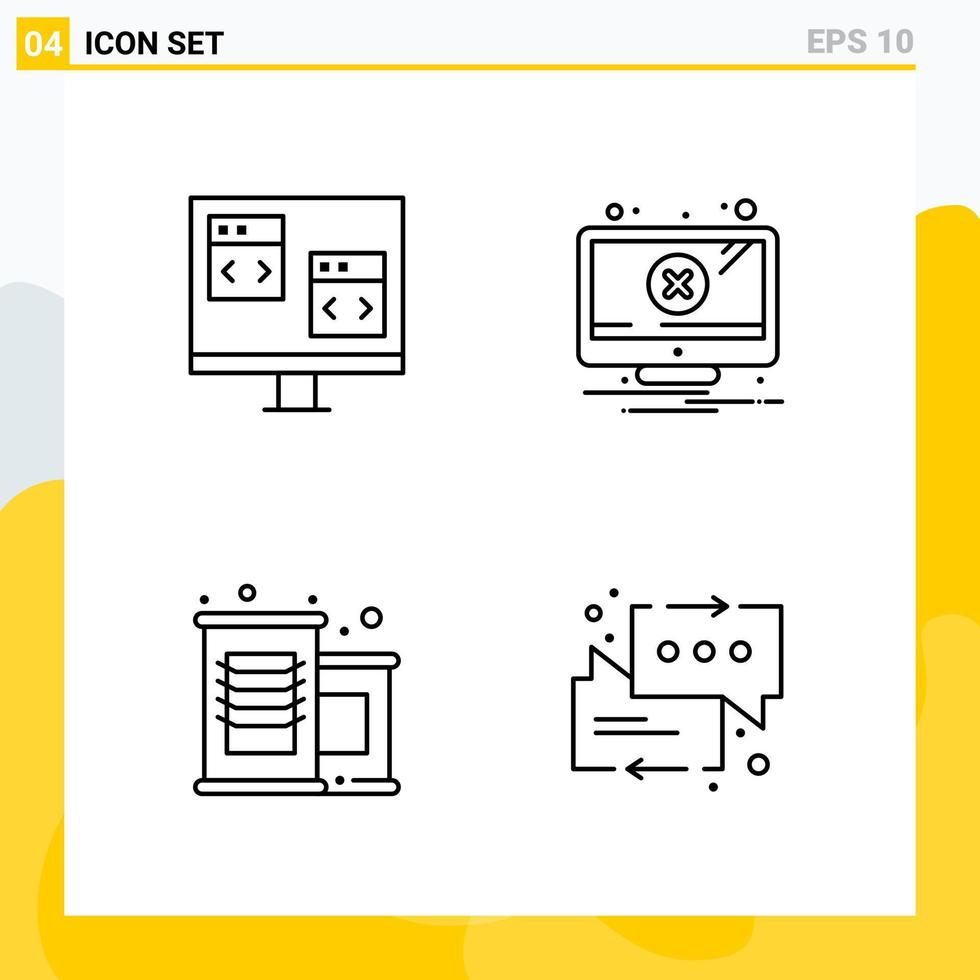 Collection of 4 Universal Line Icons Icon Set for Web and Mobile ...