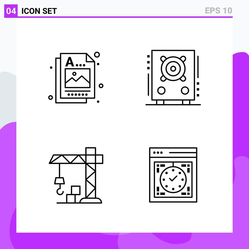 Set of 4 icons in Line style Creative Outline Symbols for Website ...
