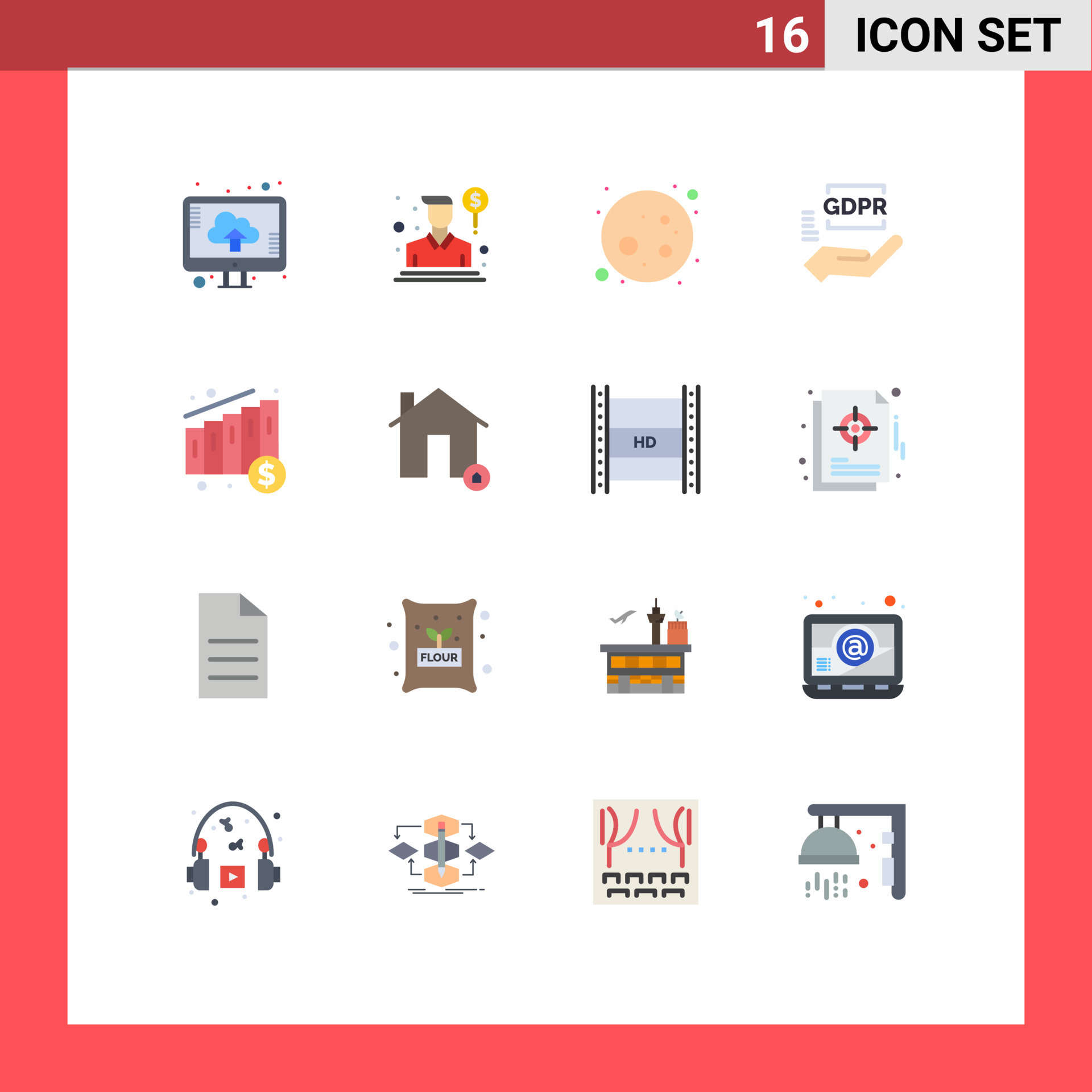 16 Universal Flat Colors Set For Web And Mobile Applications Money