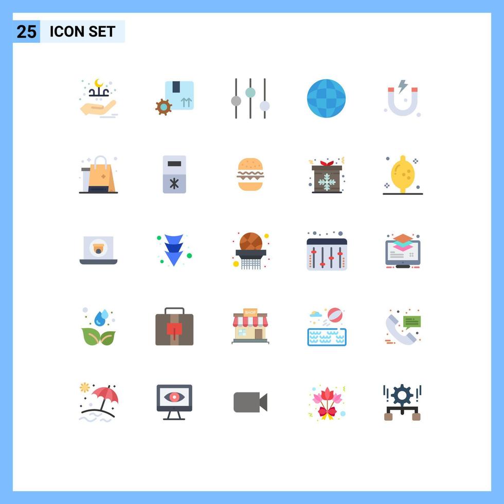 User Interface Pack Of 25 Basic Flat Colors Of Shopping Magnet Controls Attraction Geography