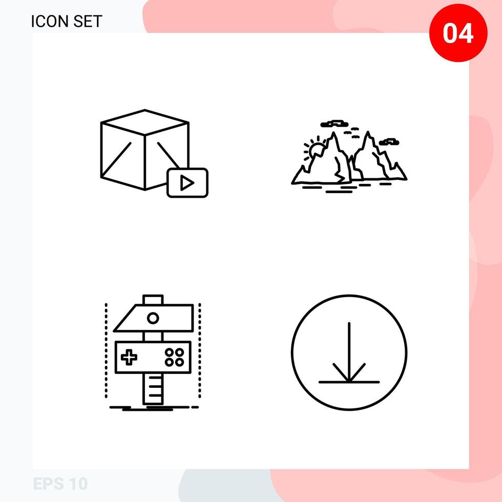 Vector Pack of 4 Icons in Line Style Creative Outline Pack isolated on ...