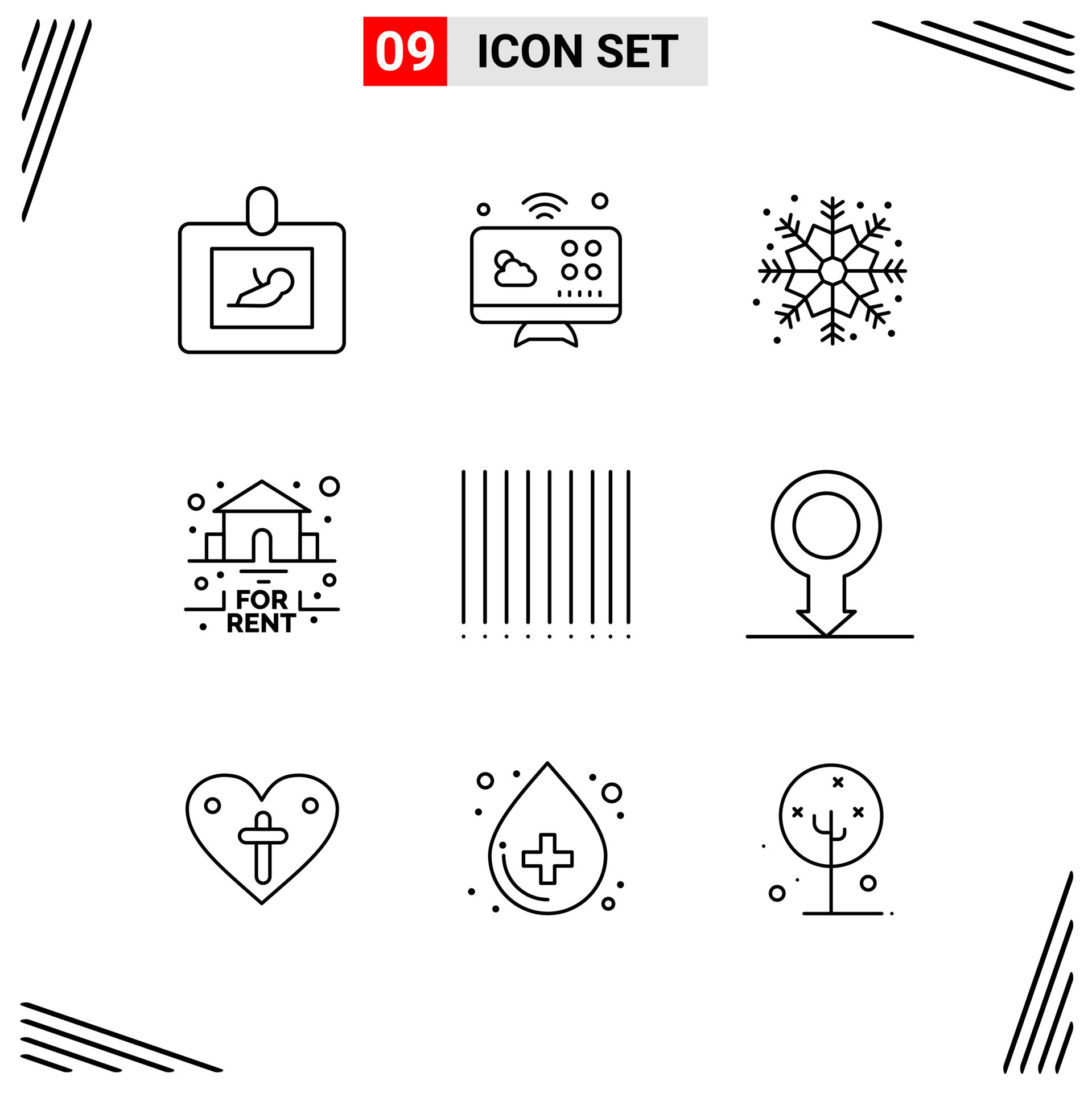 9 Icons Line Style Grid Based Creative Outline Symbols For Website Design Simple Line Icon Signs
