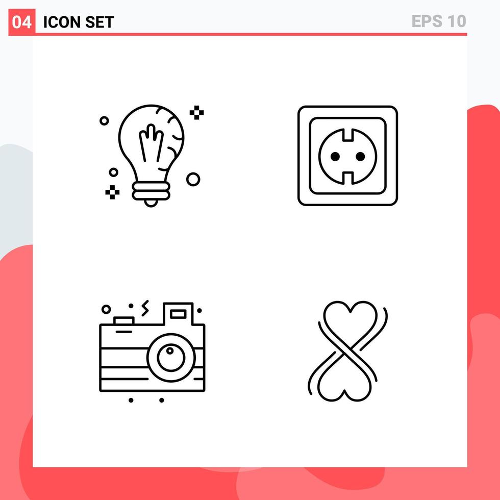 Collection Of 4 Vector Icons In Line Style Modern Outline Symbols For Web And Mobile Line Icon