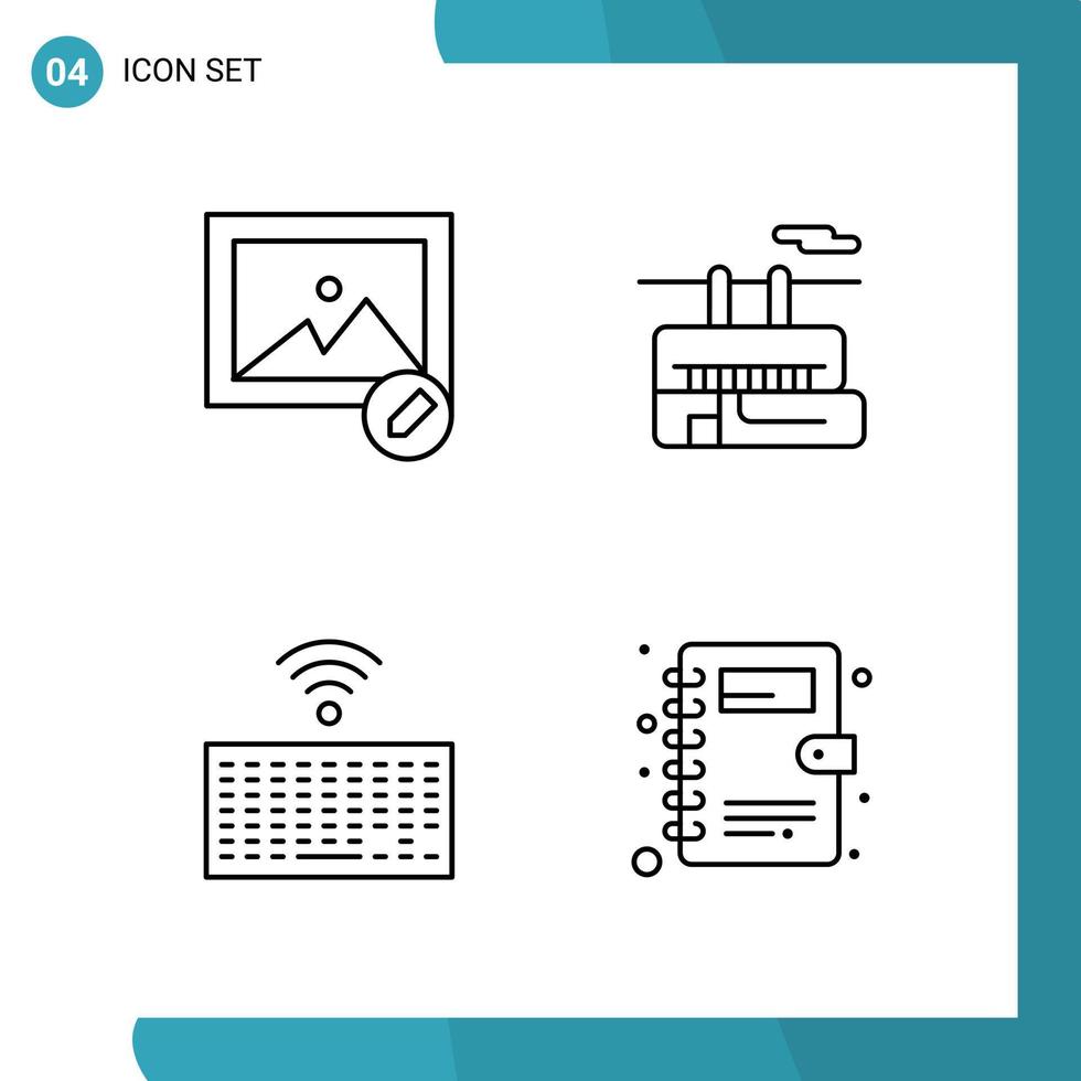 Vector Pack of 4 Outline Symbols Line Style Icon Set on White ...