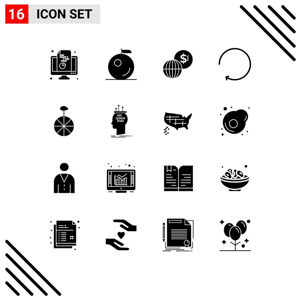 16 Thematic Vector Solid Glyphs and Editable Symbols of algorithm cycle ...